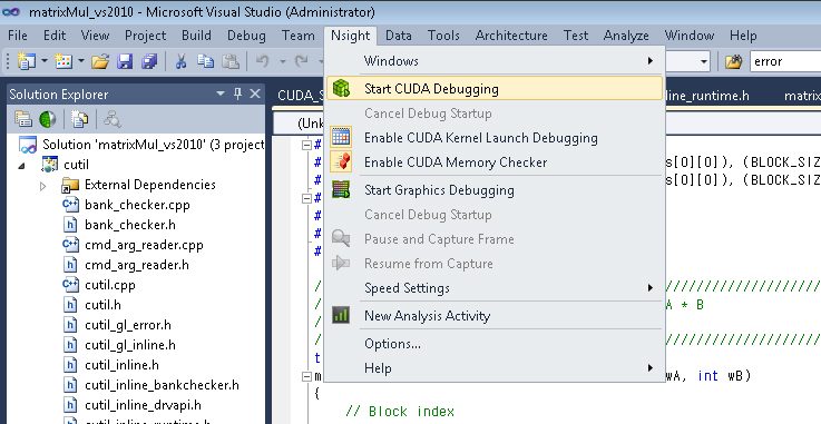 CUDA 로컬 디버깅 설정 – yuchi's development