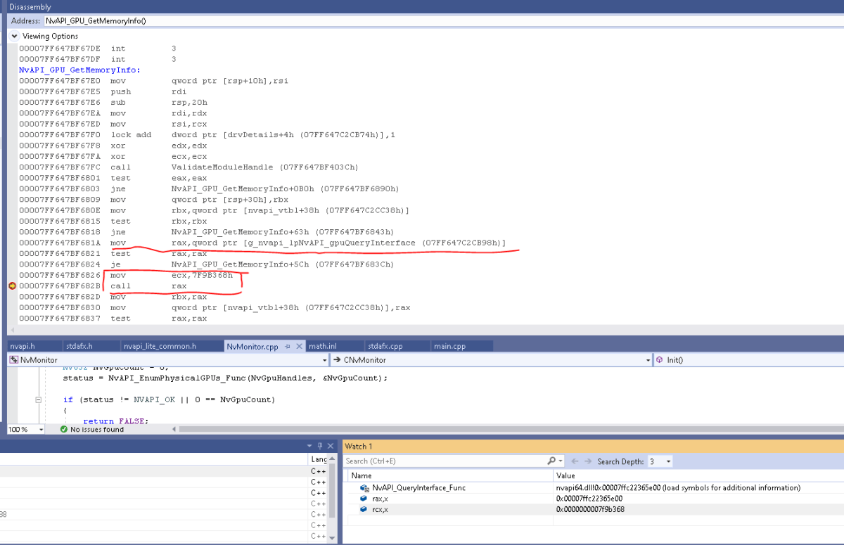 nvapi에서 NvAPI_GetMemoryInfo()주소 얻어오기 – (어셈블리어 학습해야하나요?) – yuchi's development